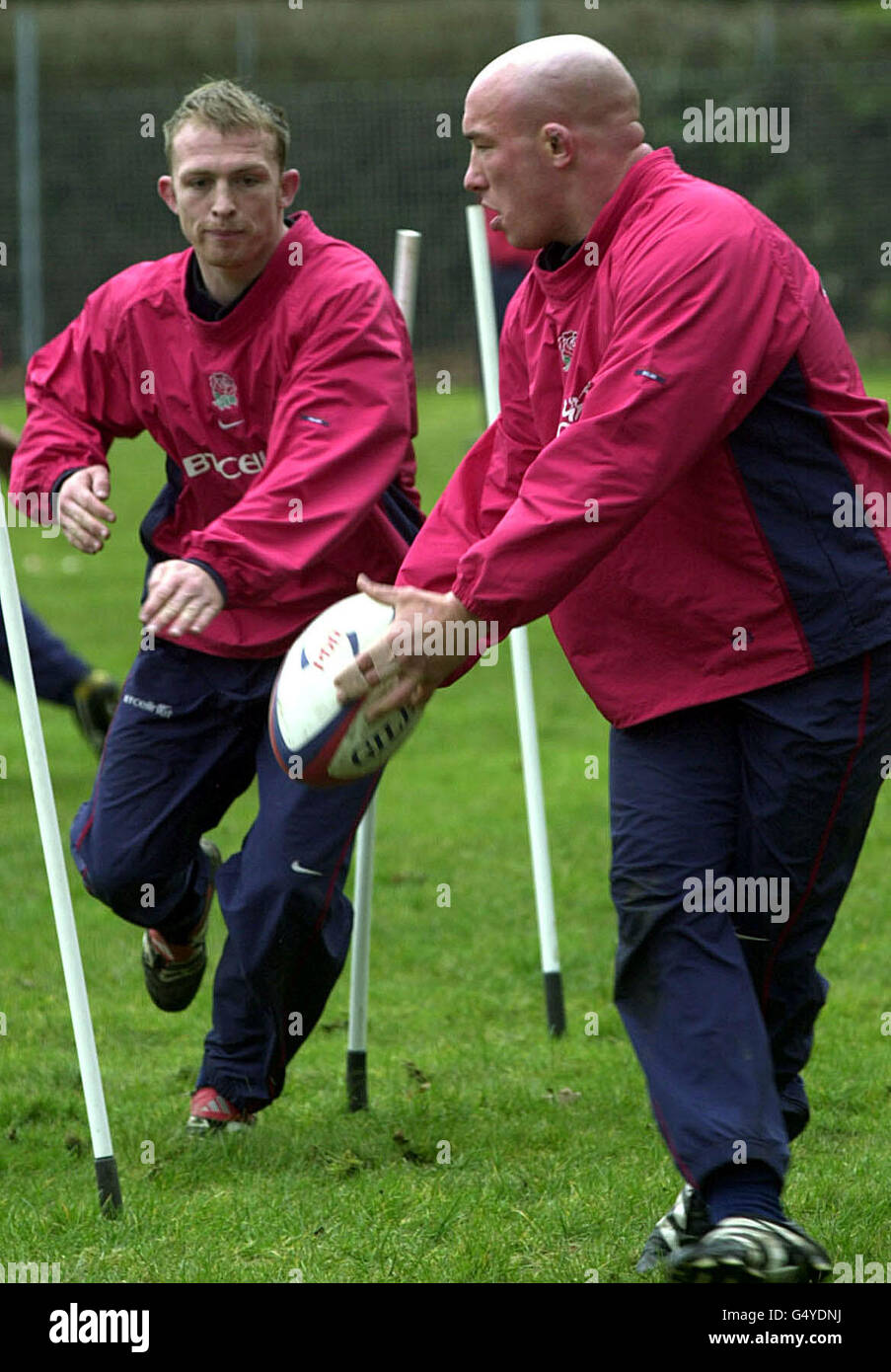 England rugby captain Matt Dawson (L) with team mate Phil Greening ...