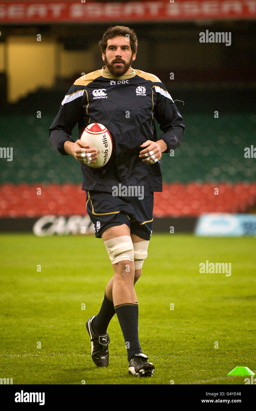 Scotlands jim hamilton training session millennium stadium hi-res stock ...