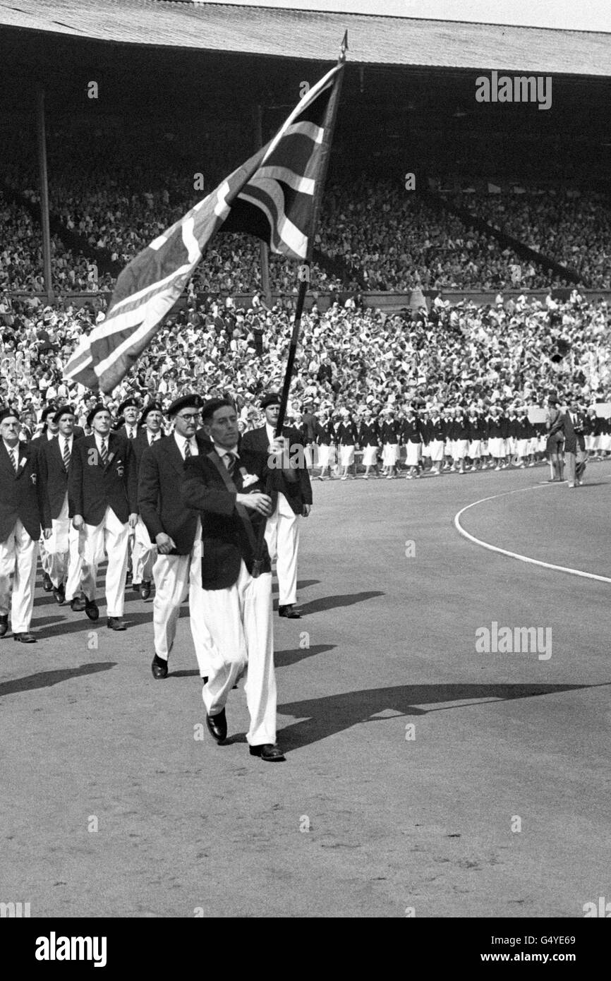 Olympic games and the british flag Black and White Stock Photos ...