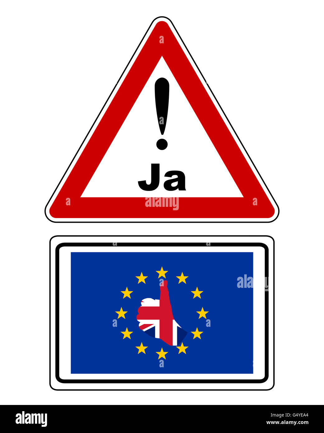 Attention sign with exclamation mark and added information Stock Photo ...