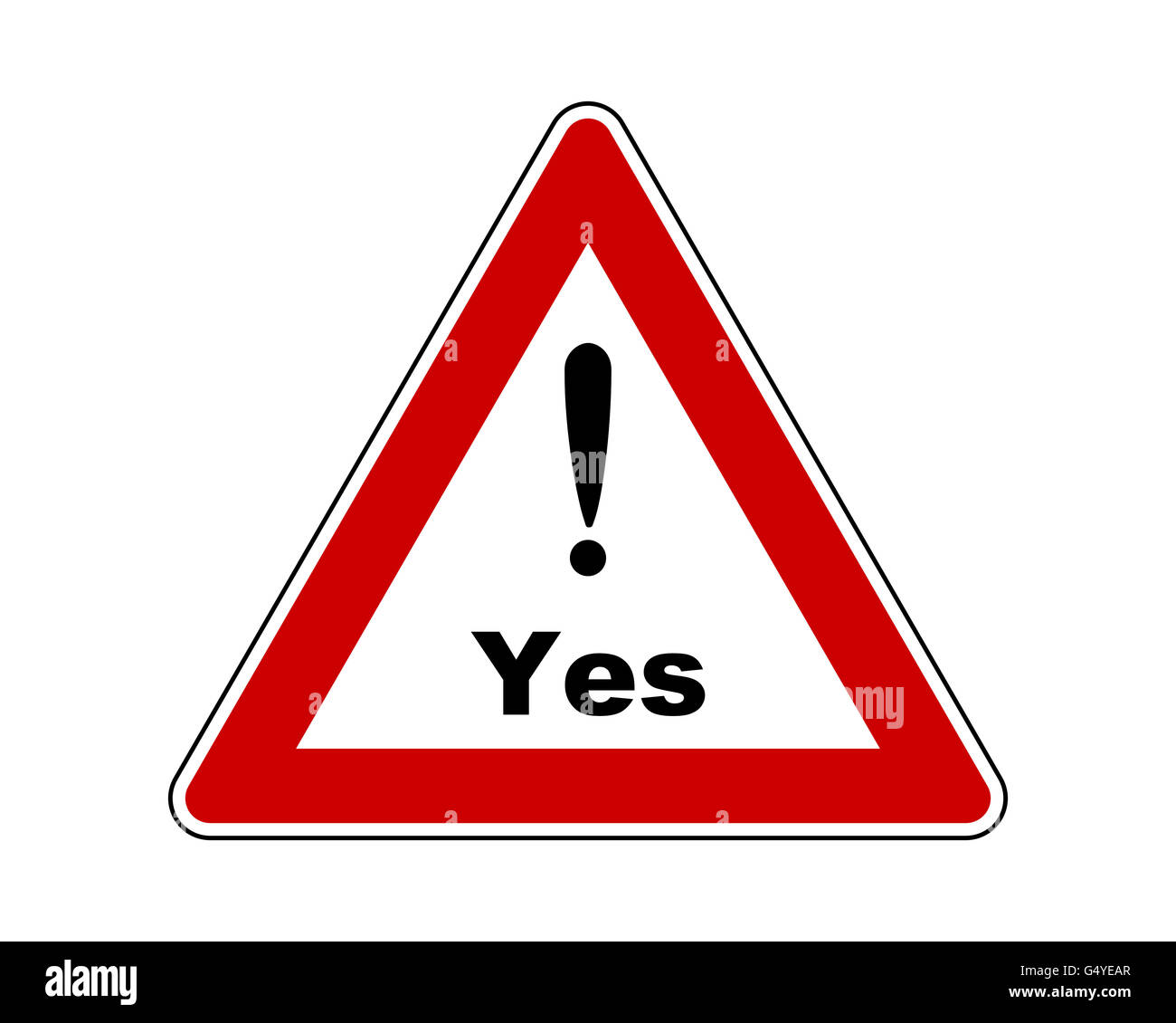 Attention sign yes with exclamation mark Stock Photo - Alamy
