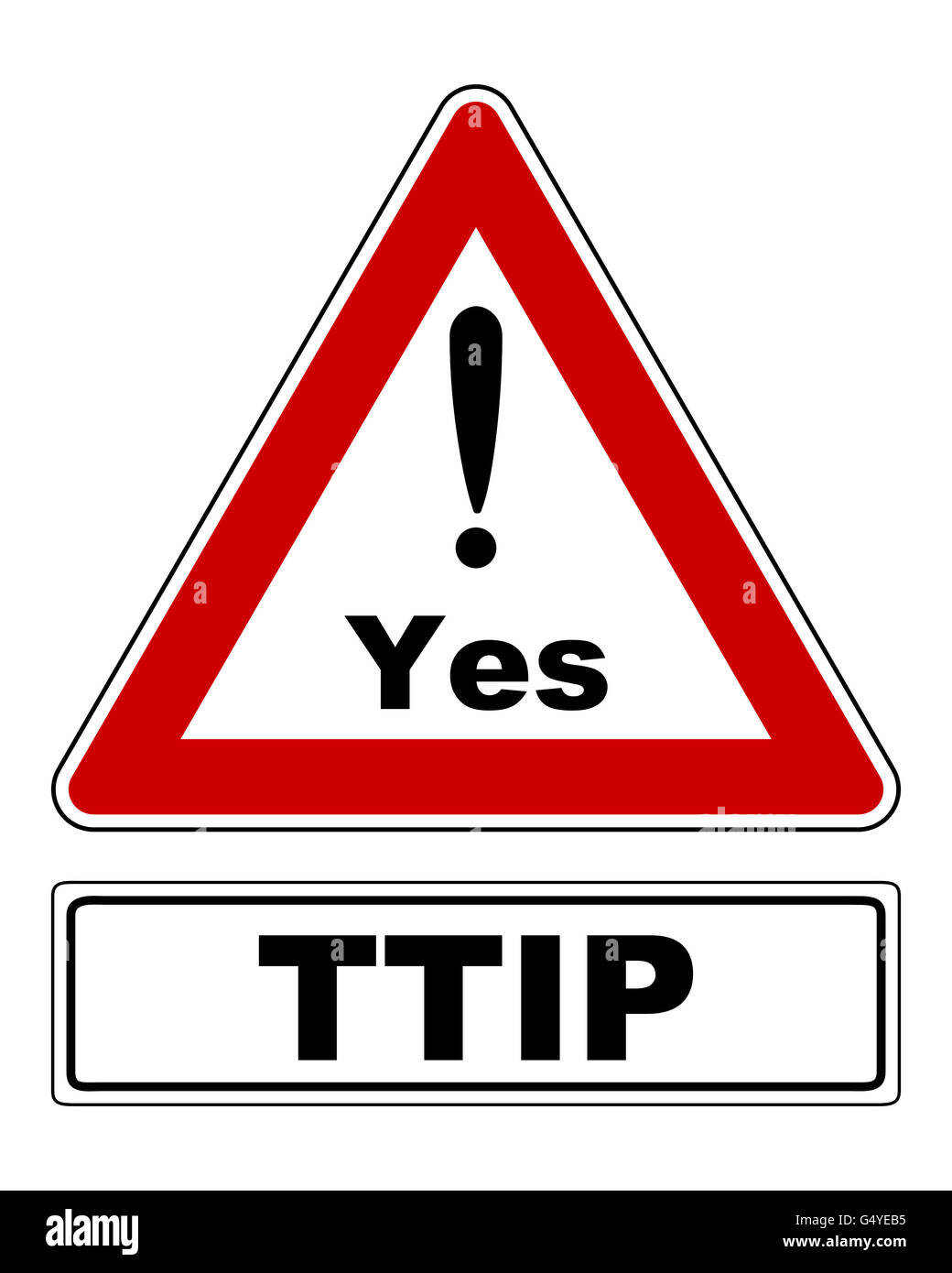 Attention sign with exclamation mark and added information Stock Photo ...