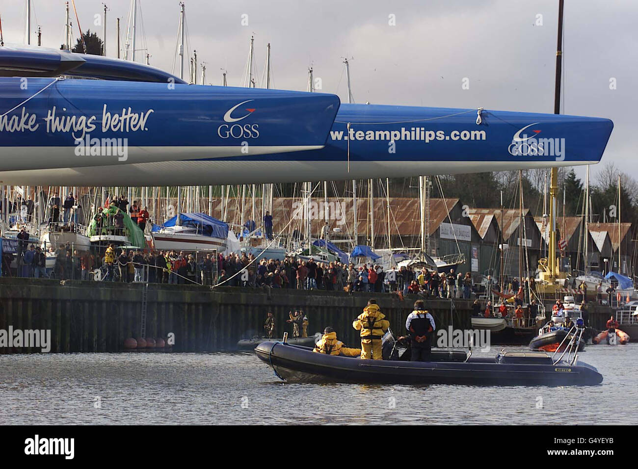 Yachtsman Pete Goss's giant wave-piercing catamaran Team Philips is ...