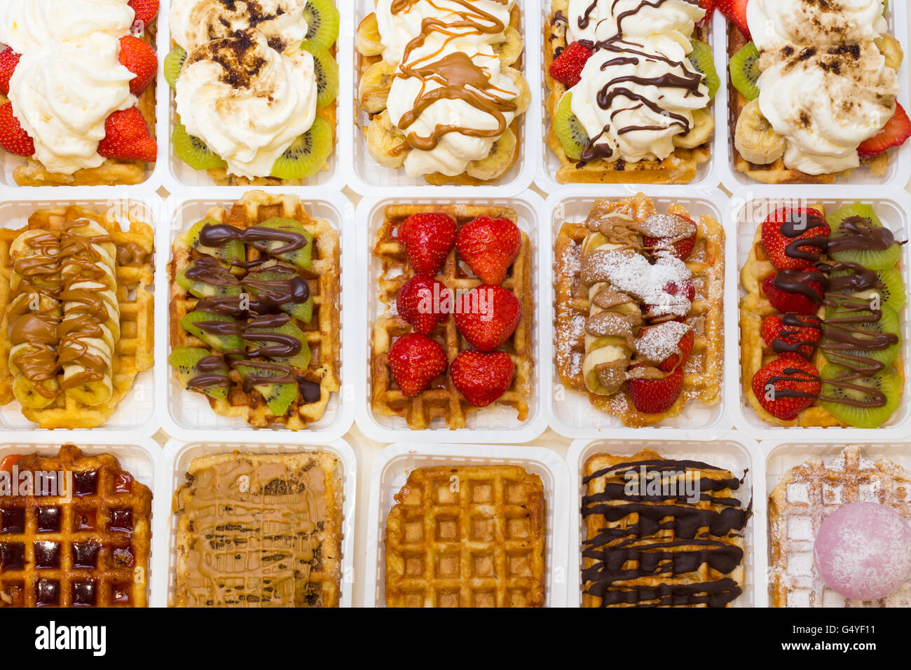 Assortment of Belgium waffles Stock Photo - Alamy