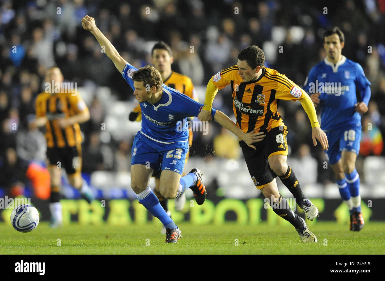 Birmingham citys jonathan spector left hull citys corry evans right hi-res stock photography and ...