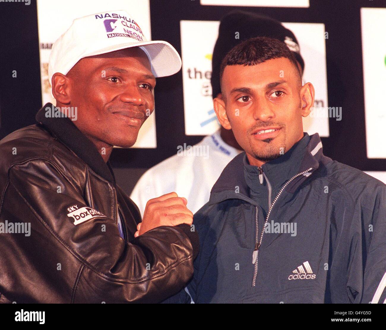 WBO World Featherweight champion Prince Naseem Hamed (right) meets ...