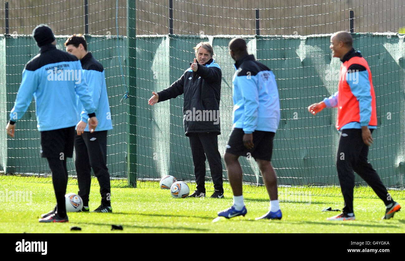 Manchester city players during training session at carrington training ...