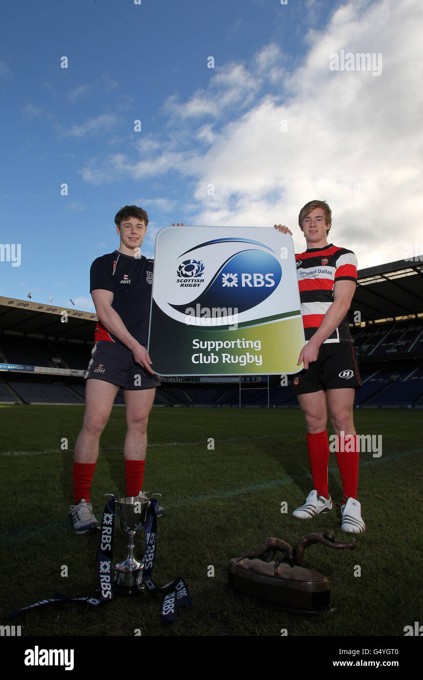 Musselburgh's Callum Kerr (left) and Stirling County's Jack Urquart ...
