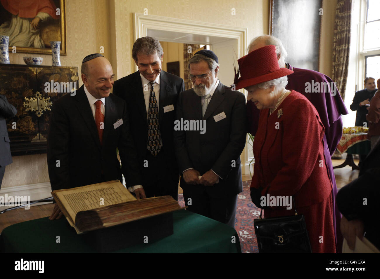 Queen Elizabeth II, is shown the Codex Valmadonna I book by Jewish ...