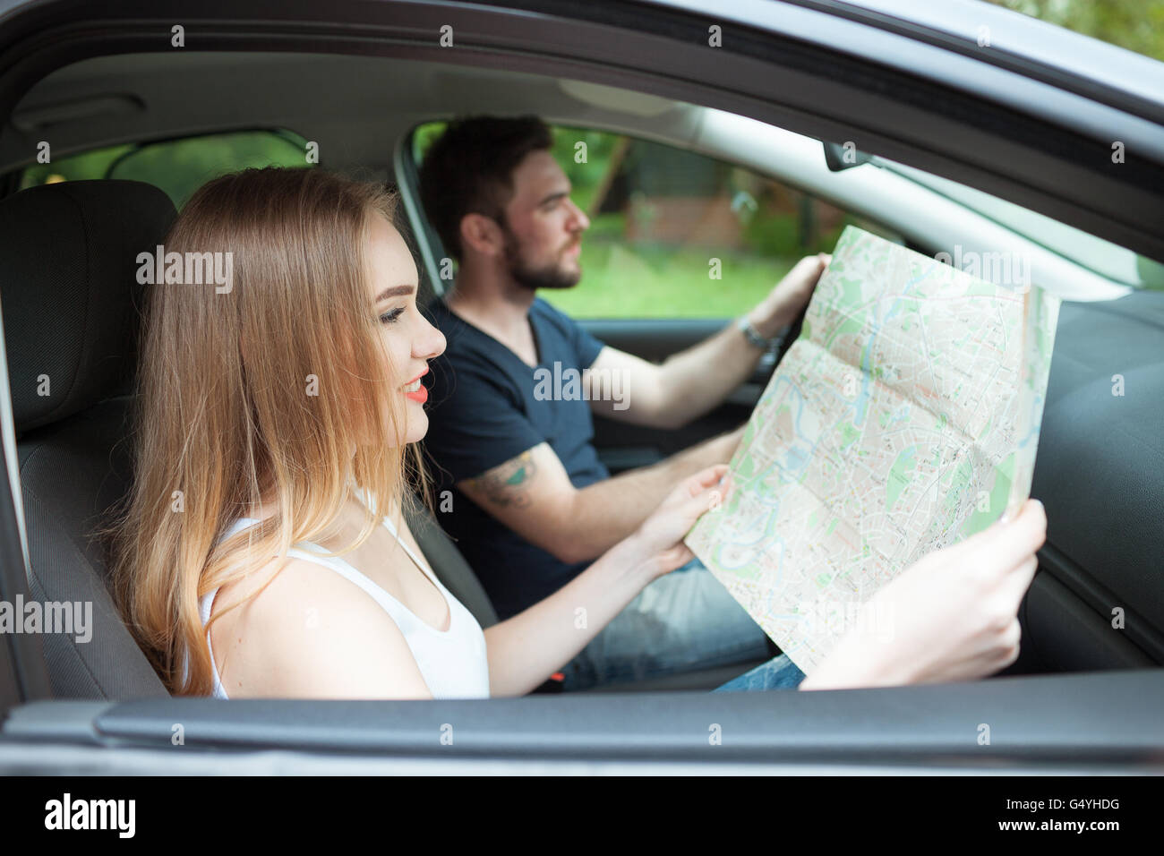 Traveling woman map in hi-res stock photography and images - Alamy