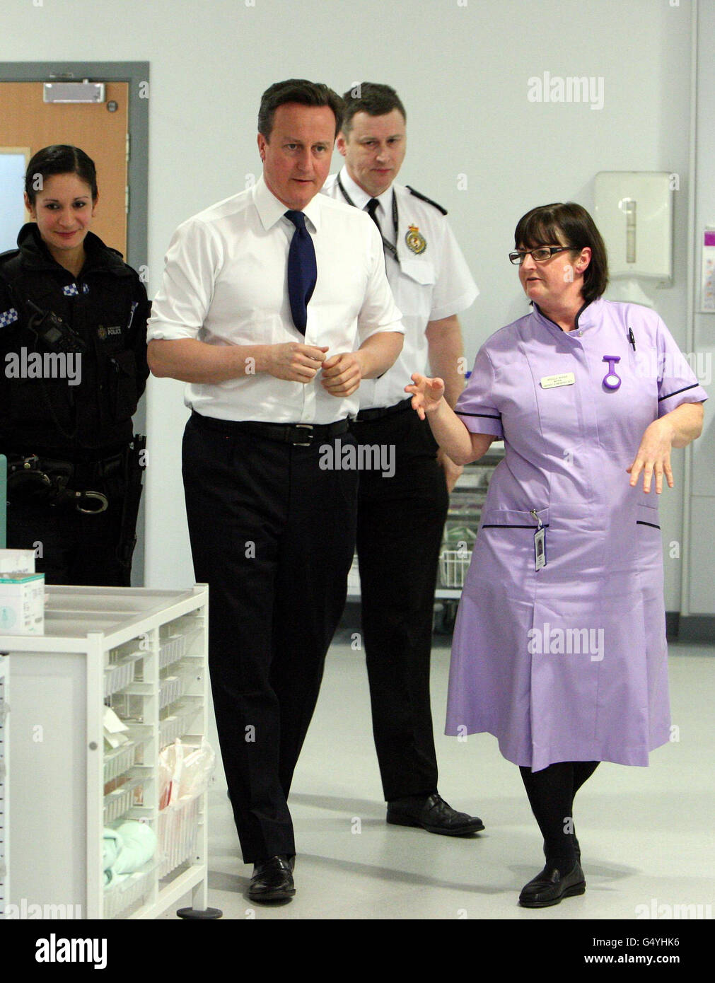Prime Minister David Cameron with matron Angela McNab during his visit ...