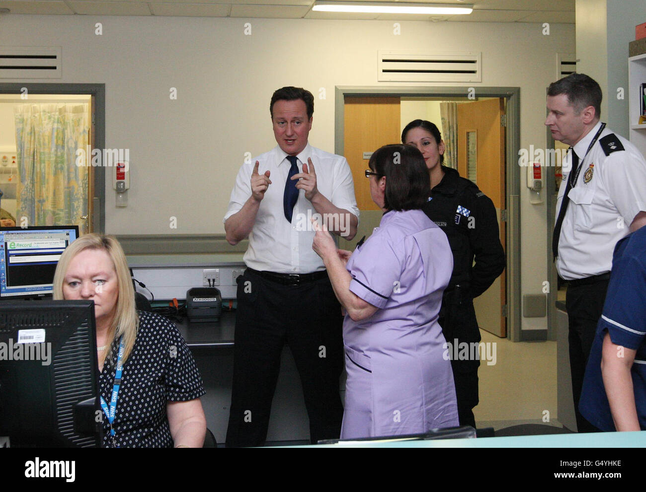 Prime Minister David Cameron with matron Angela McNab during his visit ...