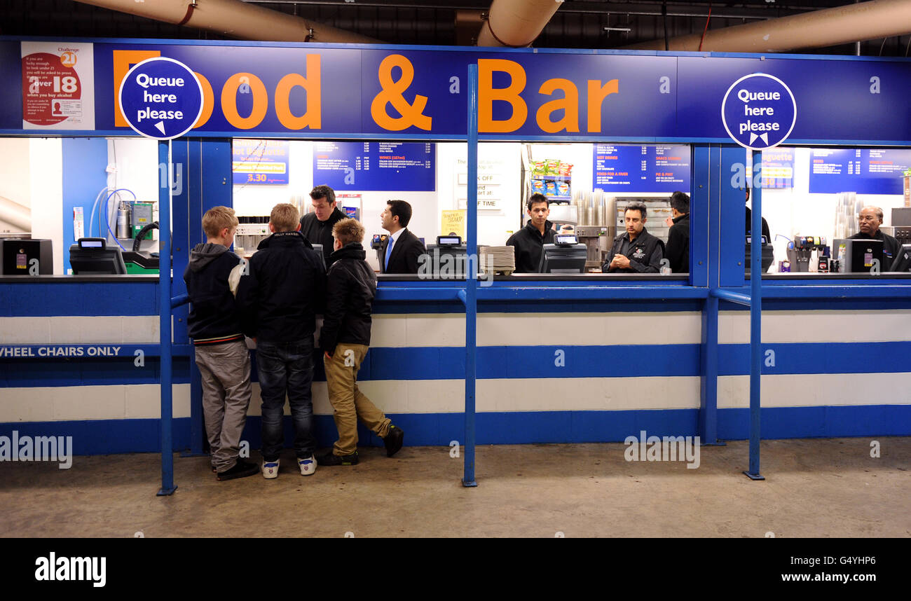 Young fans order some pre-match refreshments at the Madejski Stadium ...