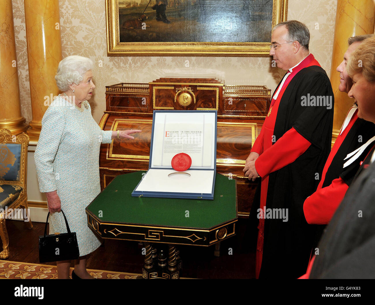 Queen Elizabeth II with the Dean of Westminster Abbey Dr John Hall ...