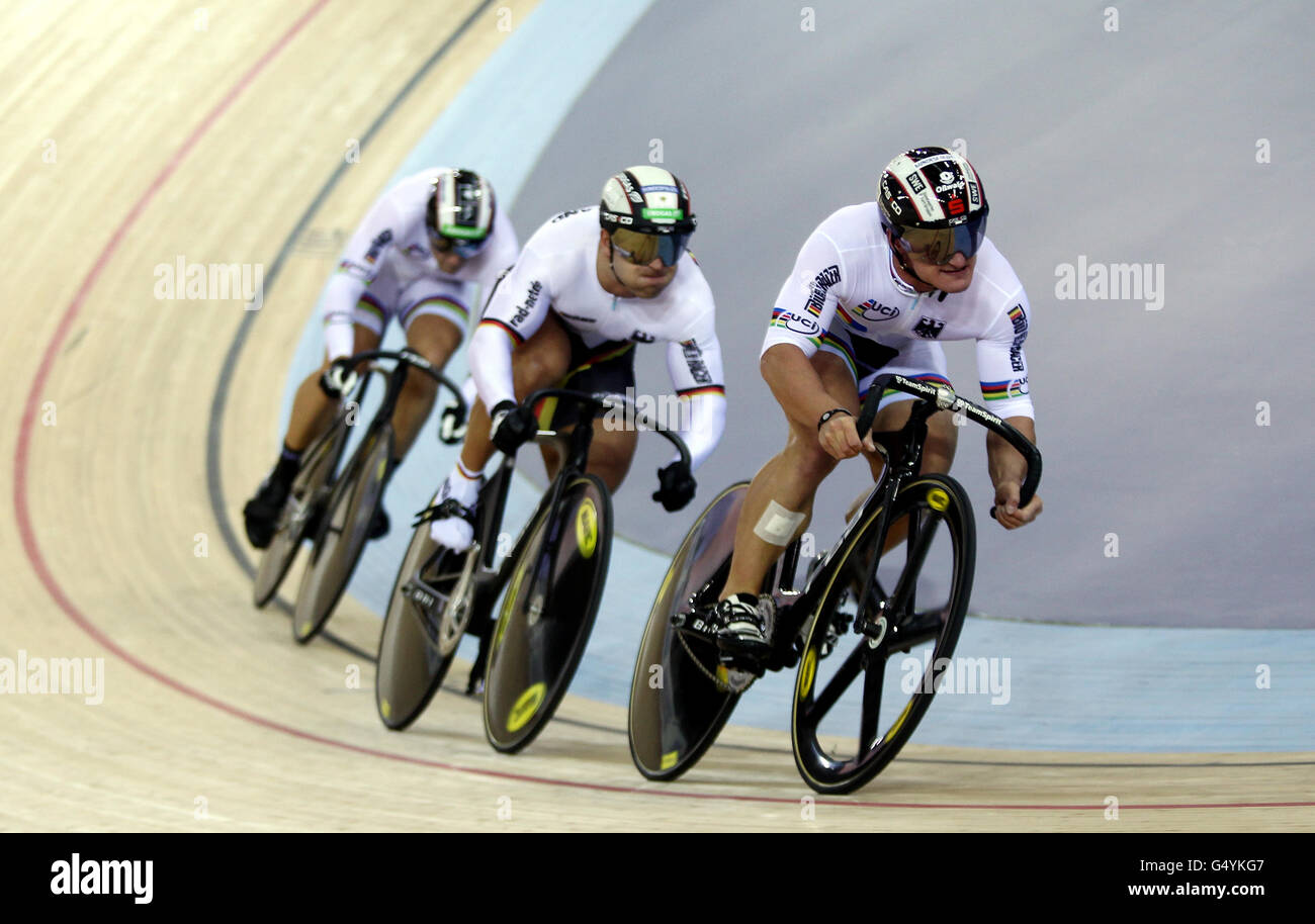 Germany's Rene Enders, Robert Forstemann and Maximilian Levy during the ...