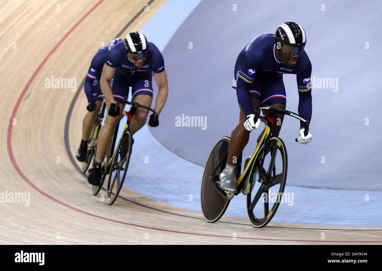 Gregory Bauge leads the French team of Mickael D'Almeida and Kevin ...