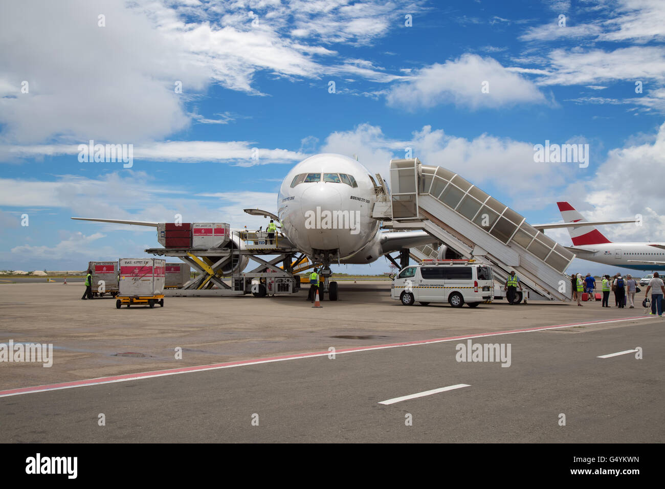 MALE - FEBRUARY 20: Emirates B-777 preparing for departure on February ...