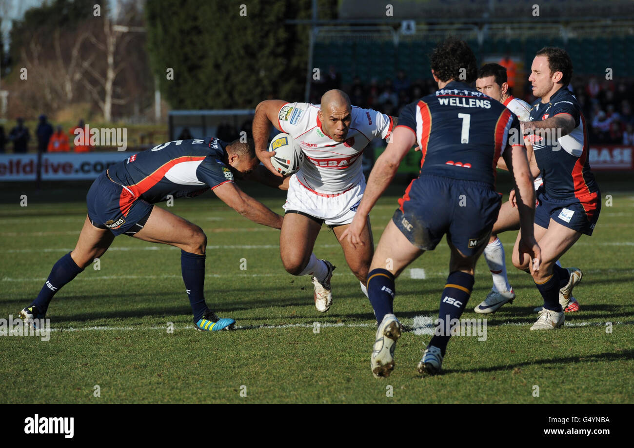 Hull Kingston Rovers' Jake Webster runs at the St Helens' defence ...