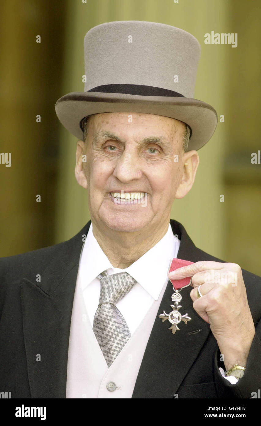 Newspaper vendor Mr. Joseph Haigh received an MBE during an Investiture ...