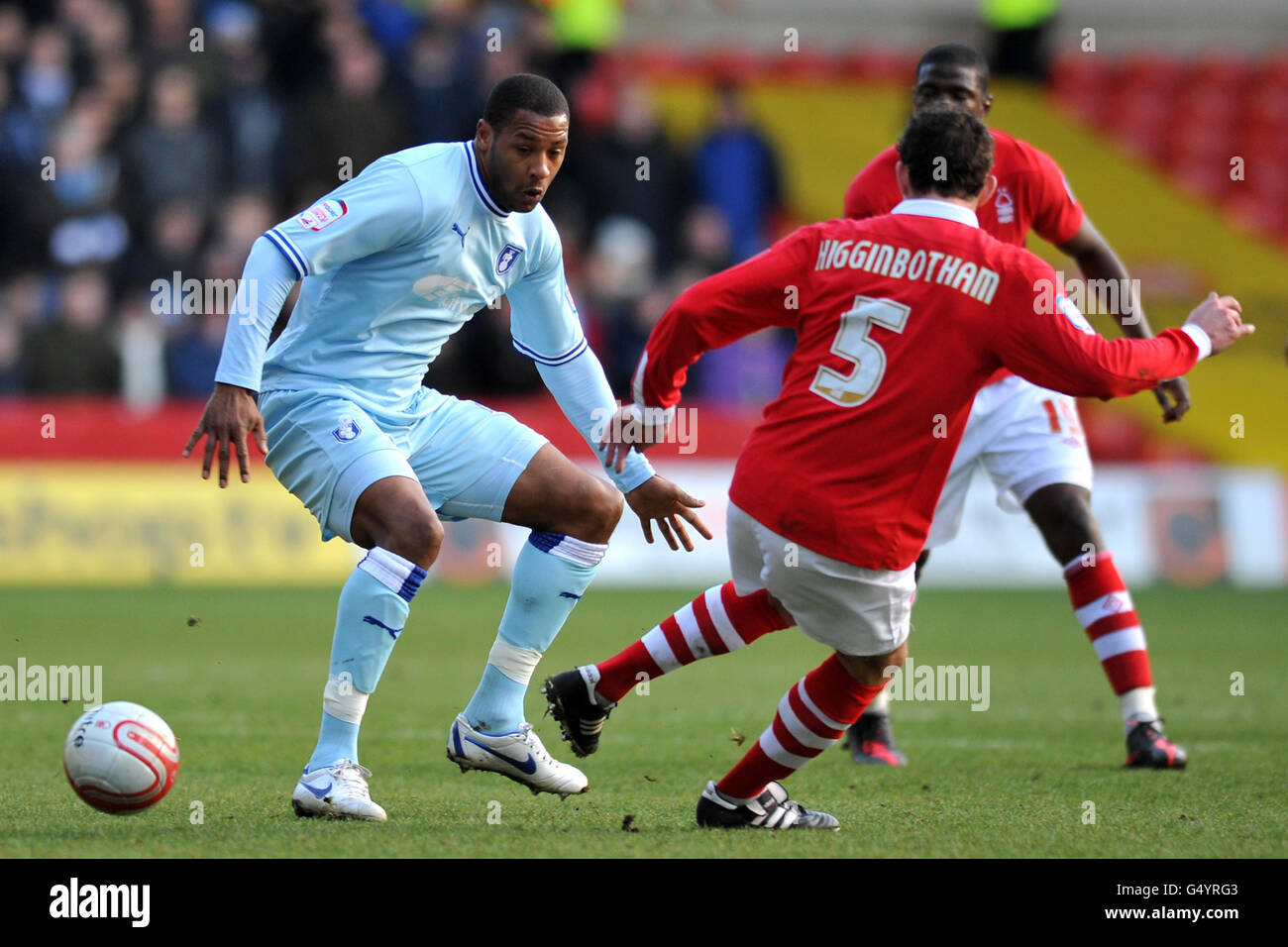 Coventry City's Clive Platt (left) and Nottingham Forest's Danny ...