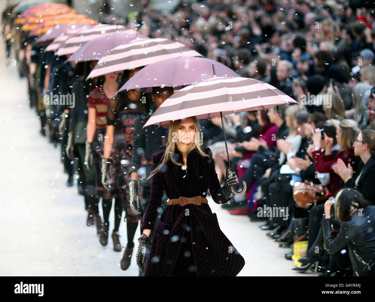 Models on the catwalk during the Burberry Prosum catwalk show ...