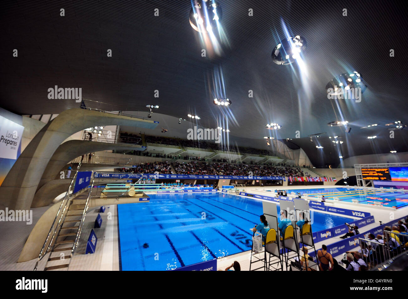A general view of the Women's 10m Platform event during the 18th FINA ...