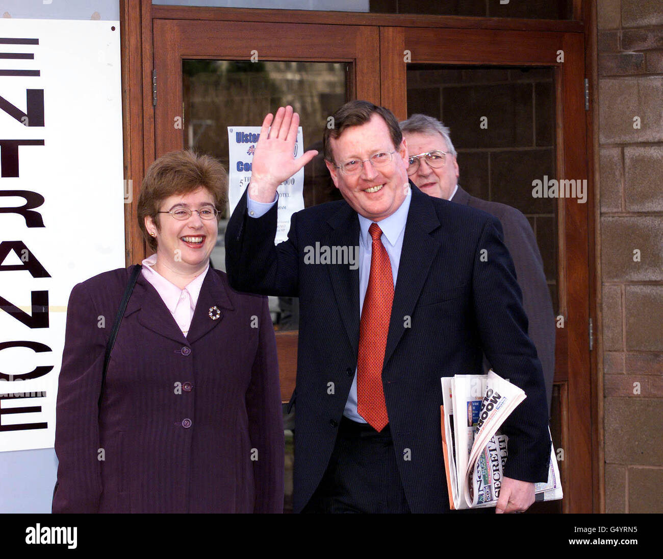 A confident David Trimble arrives with his wife Daphne at Balmoral Hall ...