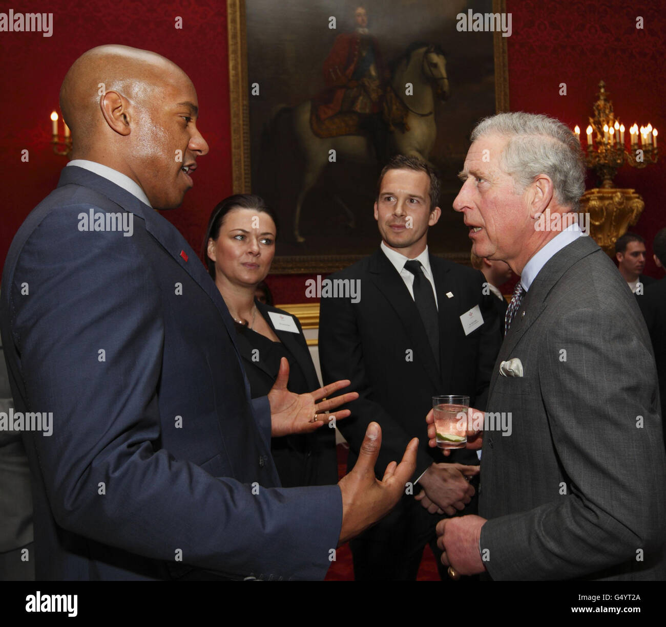 The Prince of Wales speaking former England footballer Dion Dublin ...