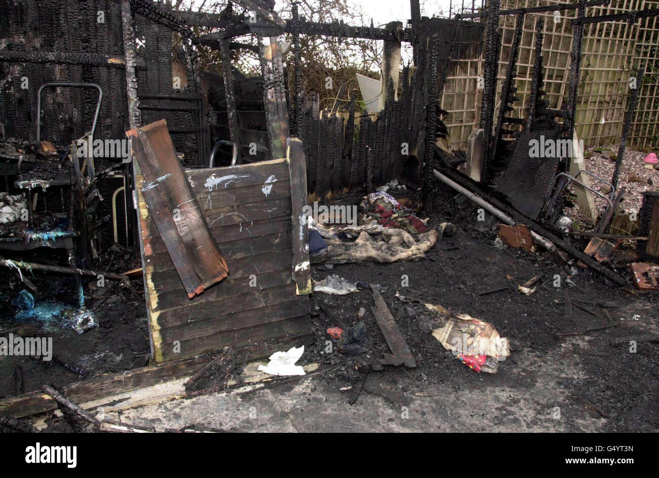 The burnt out remains of the shed in Chingford Road, Kingstanding ...