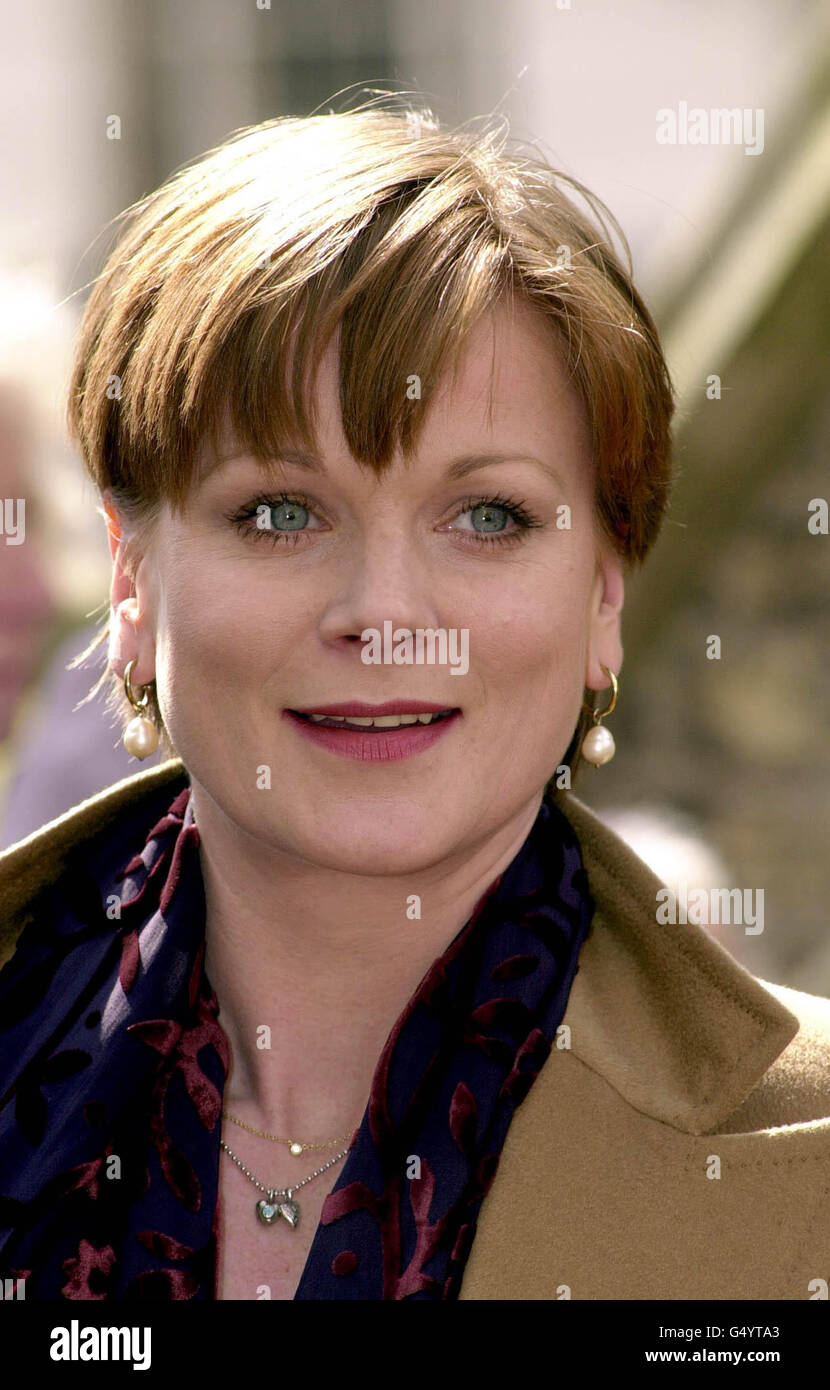 Samantha Bond, the latest Miss Moneypenny, arrives at the memorial ...