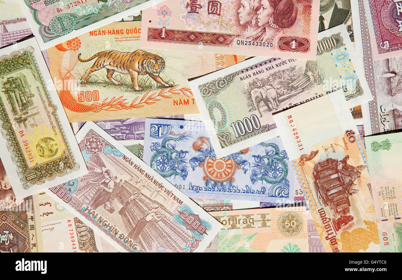 Variety of the Asian banknotes Stock Photo - Alamy