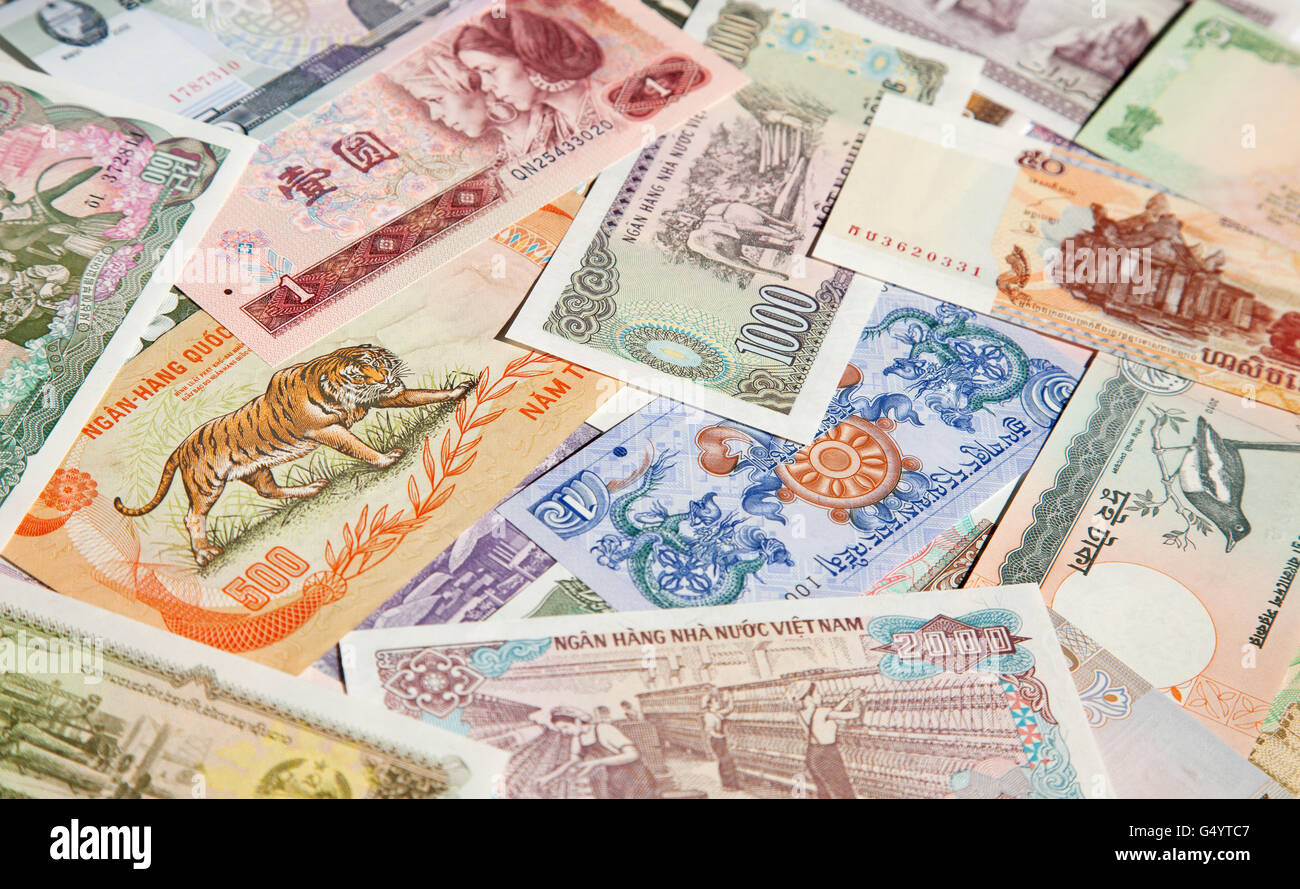Variety of the Asian banknotes Stock Photo - Alamy