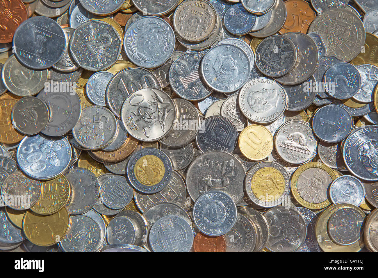 Collection of the old circulated coins Stock Photo - Alamy