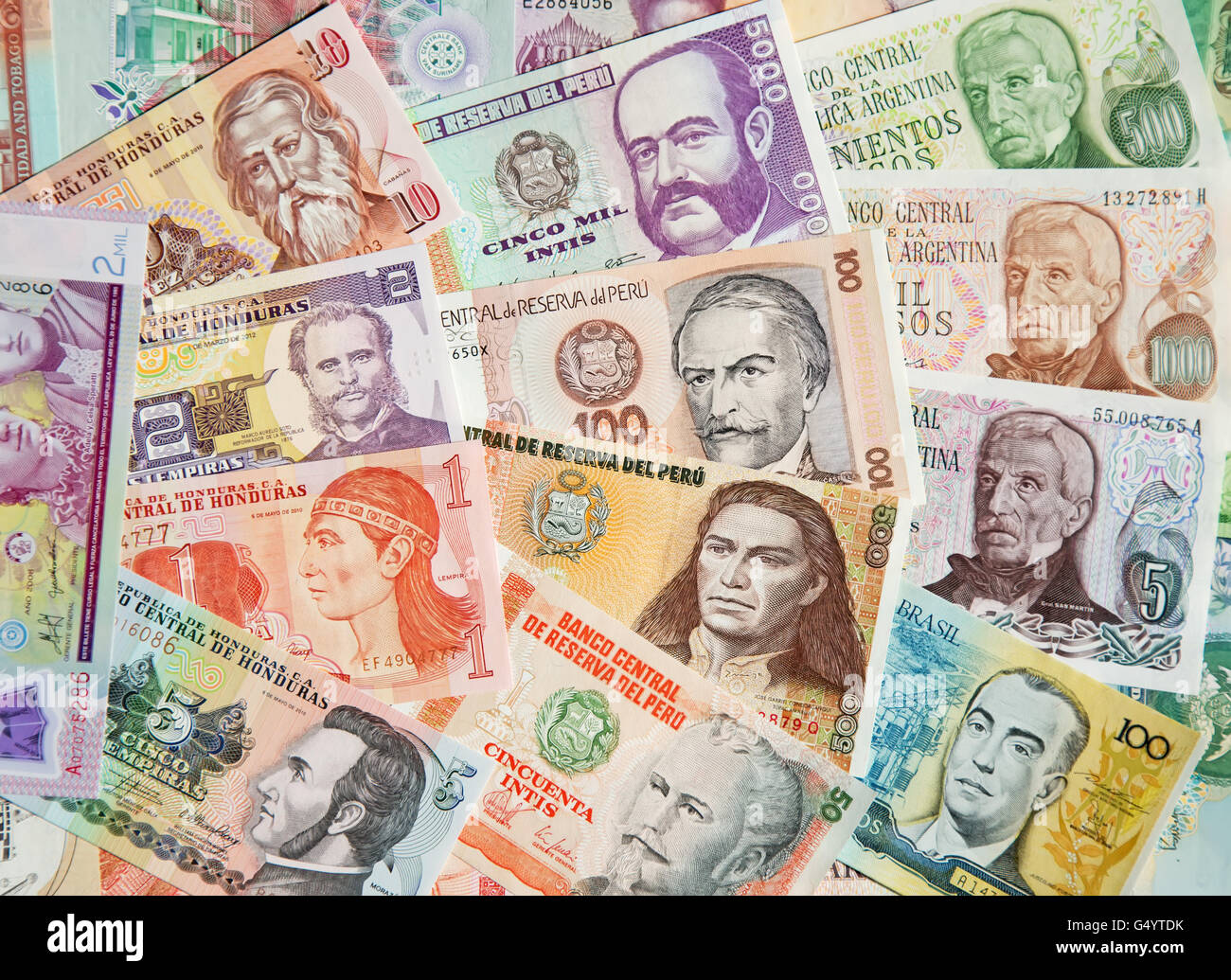 Variety of South American banknotes Stock Photo - Alamy