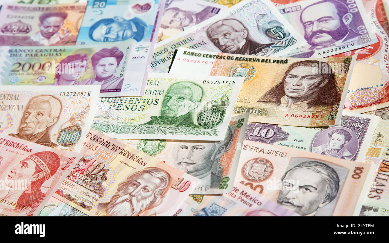 Variety of South American banknotes Stock Photo - Alamy