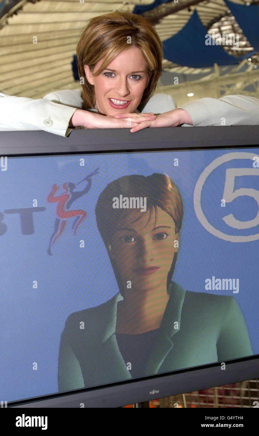 Channel 5 Newsreader Andrea Catherwood at the Millennium Dome, with a ...