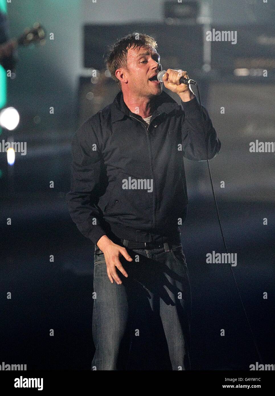 Blur Perform during the 2012 Brit awards at The O2 Arena, London Stock ...