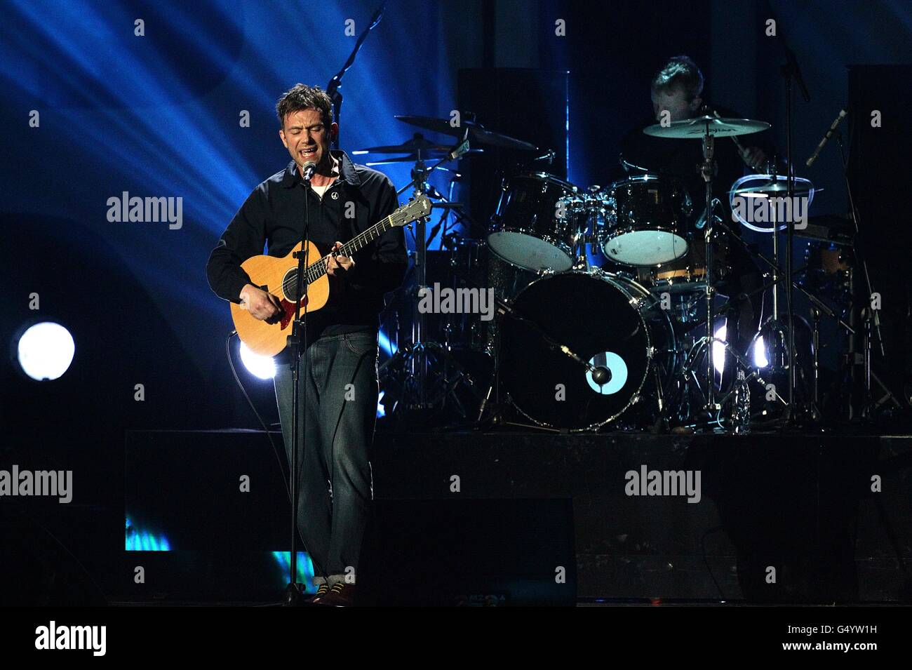 Blur Perform during the 2012 Brit awards at The O2 Arena, London Stock ...