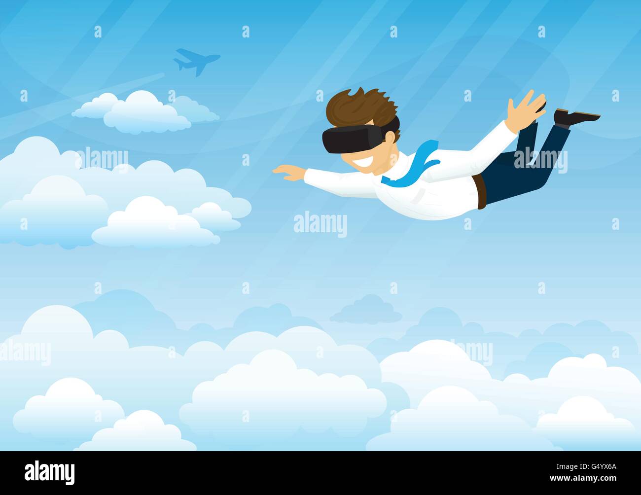 Happy guy is flying in virtual reality Stock Vector Image & Art - Alamy