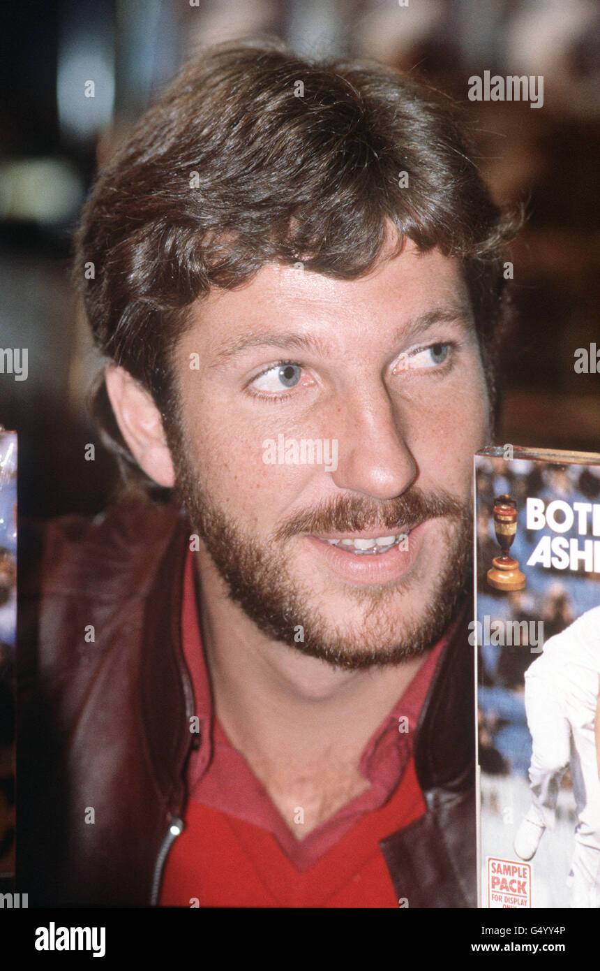 England cricket player Ian Botham with a copy of his video cassette ...