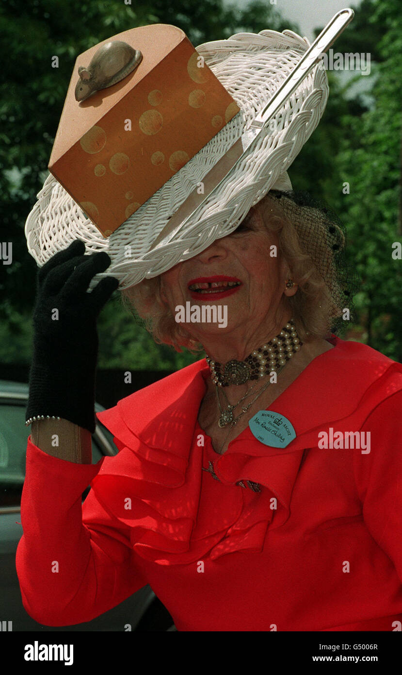 Royal Ascot hats. Gertrude Shilling wears her son, David's hat design ...
