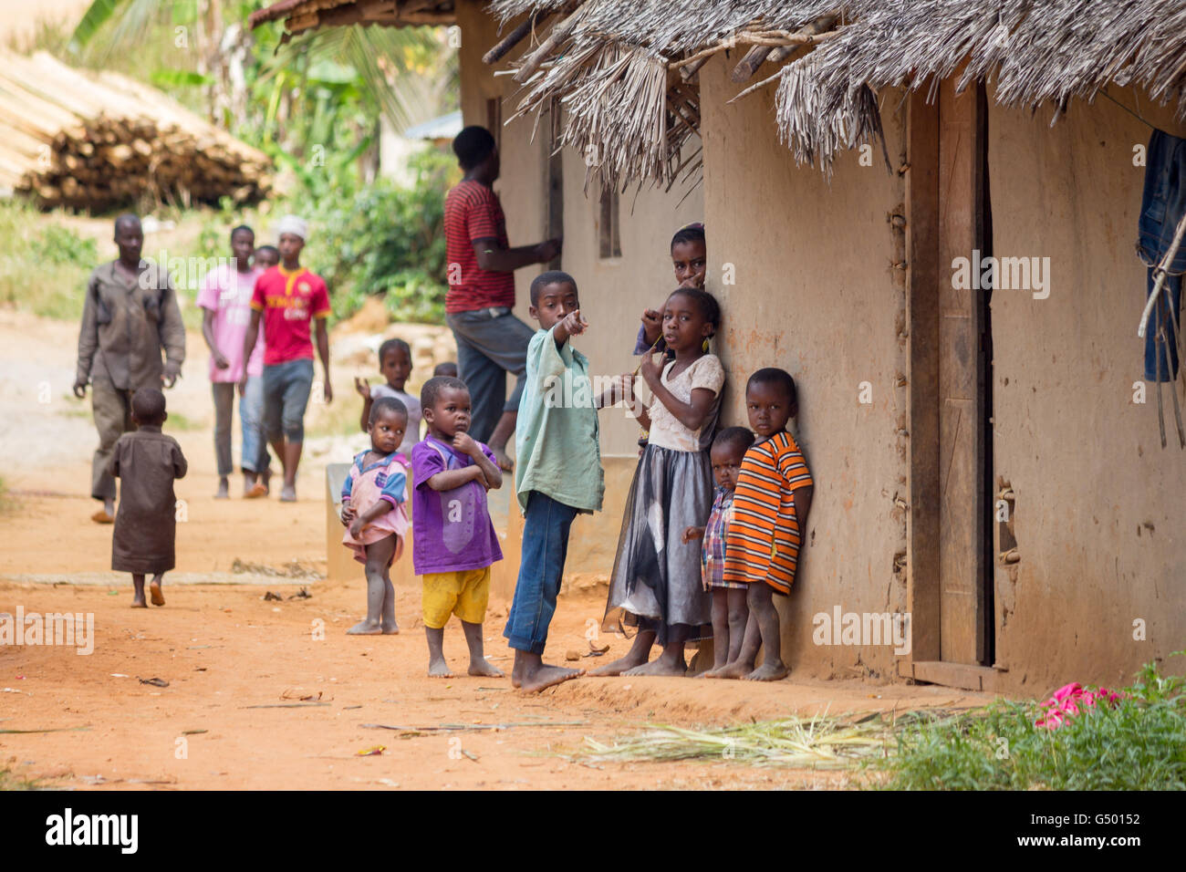 Tanzania, Zanzibar, Pemba Island, children in the village of Pemba ...