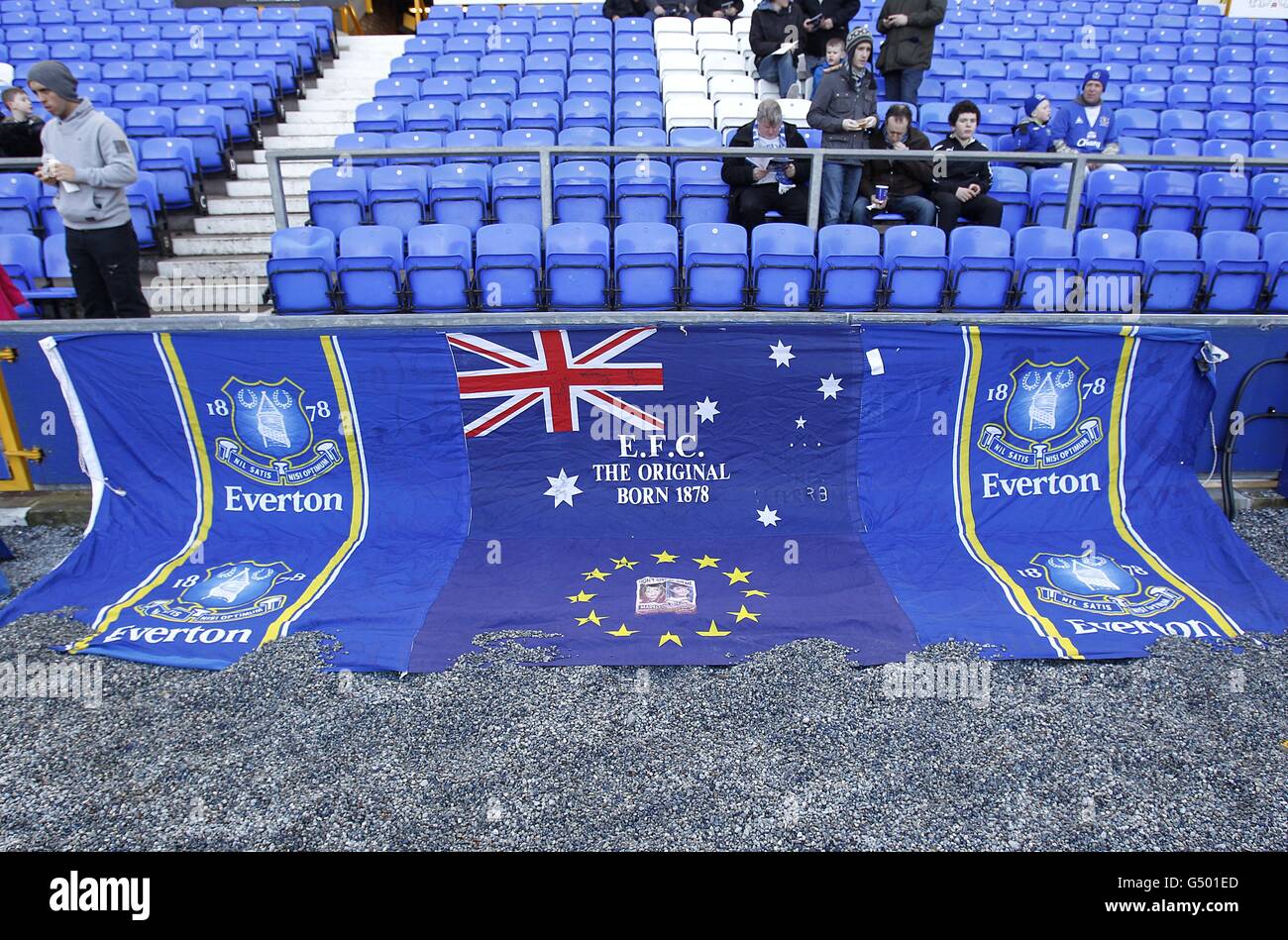 Everton banners lie around the pitch hi-res stock photography and ...