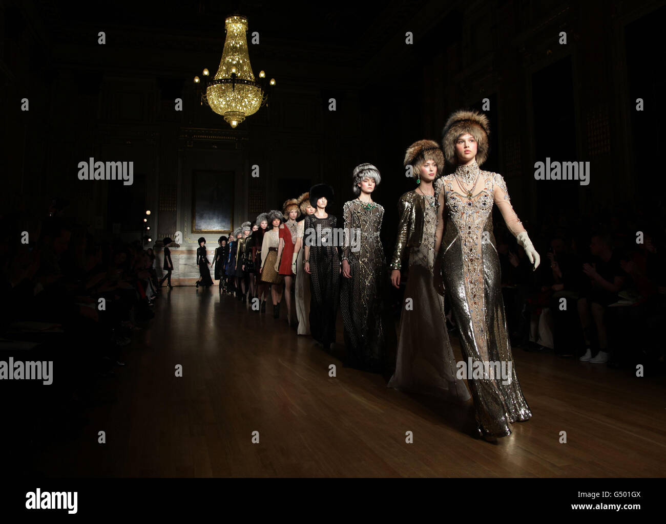 Temperley Catwalk - London Fashion Week. Models on the catwalk at the ...