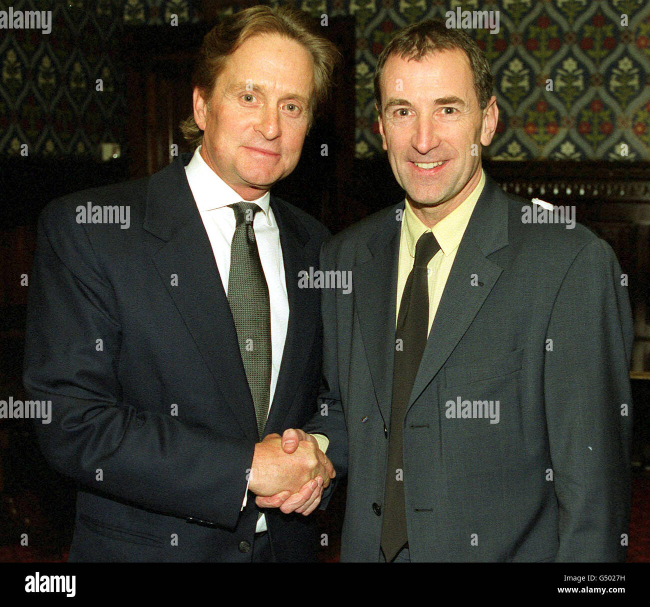 Actor michael douglas left and alan simpson hi-res stock photography ...