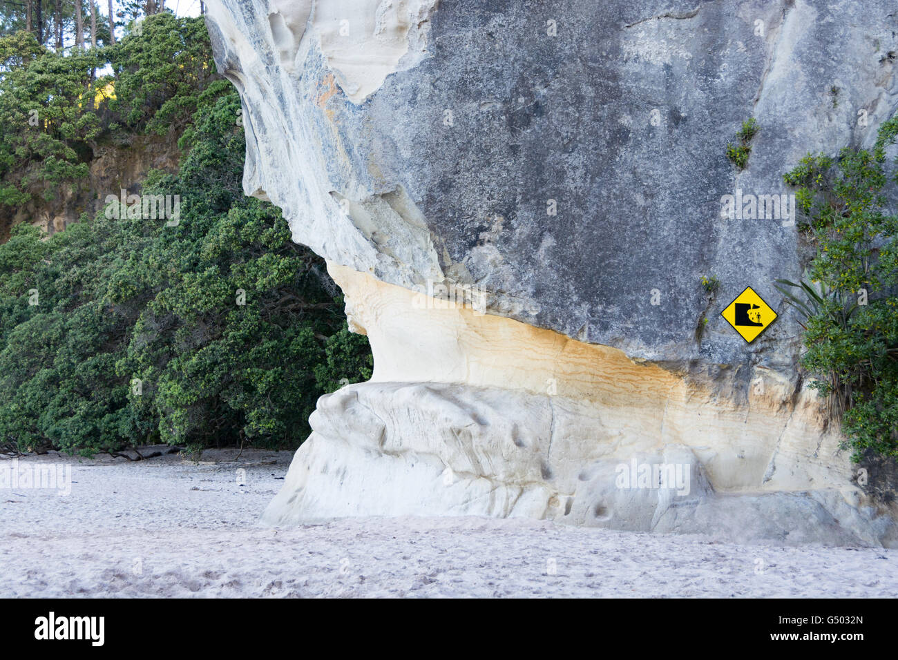 New Zealand, Waikato, Coromandel Peninsula, limestone cliffs in the Bay ...