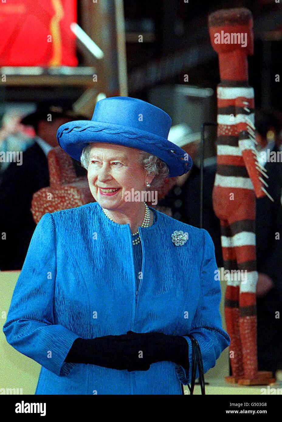Britain's Queen Elizabeth II smiles on her arrival at the National ...