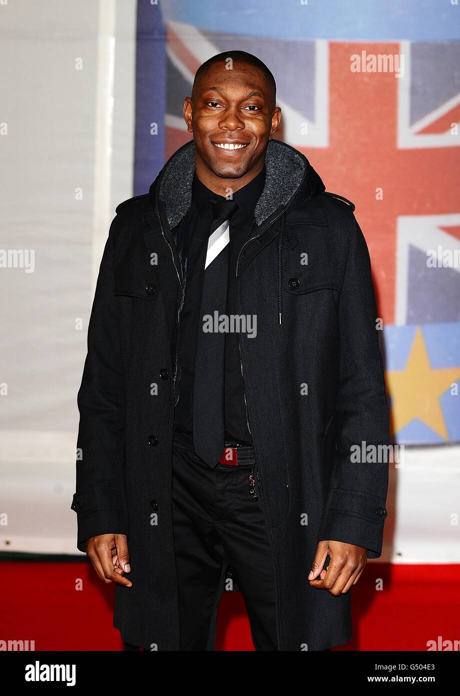Dizzee Rascal arriving for the 2012 Brit Awards at The O2 Arena, London ...