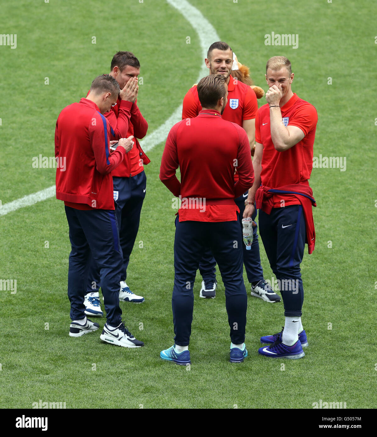 (From left to right) England's Jamie Vardy, James Milner, Harry Kane ...