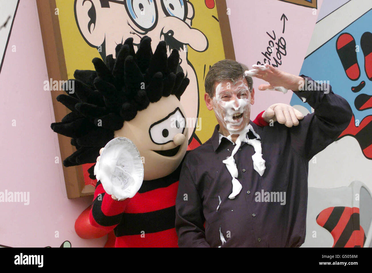 Dennis the Menace gives a Beano welcome to Euan Kerr, Editor of the ...